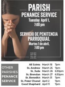PARISH PENANCE SERVICE – Servicio de Penitencia Parroquial – St. Thomas ...